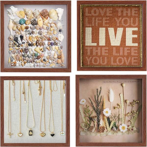 EDGEWOOD 12 in. x 12 in. Brown Square Shadow Box Picture Frame (Set of ...