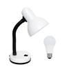 Simple Designs 14.25 in. White Basic Metal Desk Lamp with Flexible Hose ...