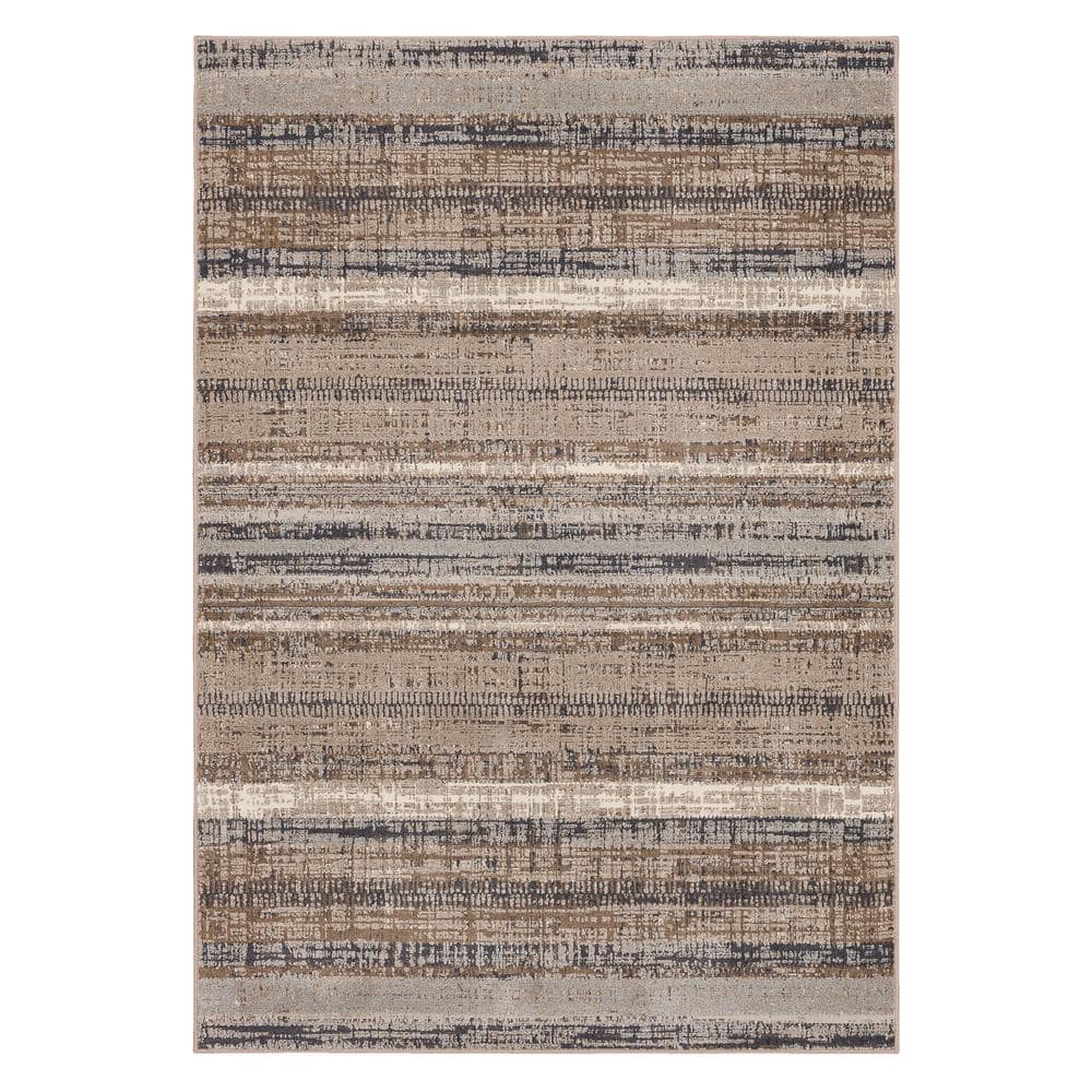 Mohawk Home Payette Brown 8 ft. x 10 ft.Transitional Striped Linear ...