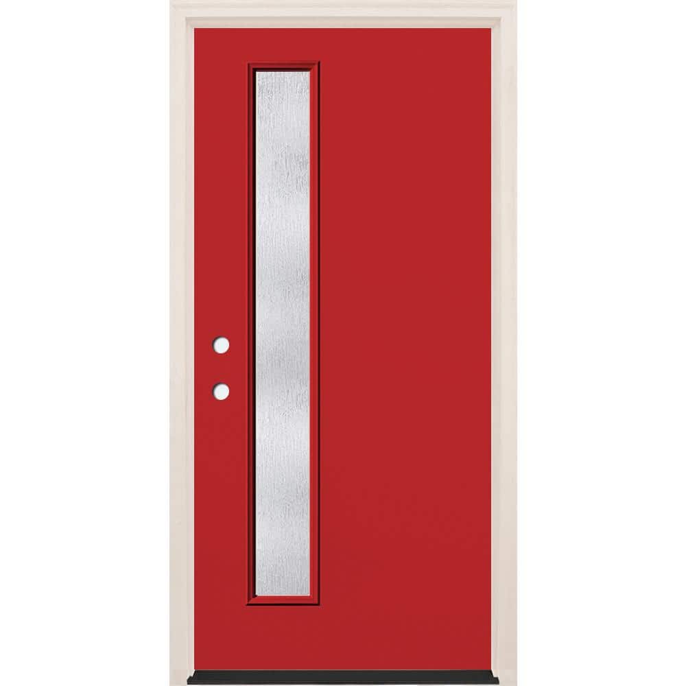 Builders Choice 36 in. x 80 in. Right-Hand/Inswing 1 Lite Rain Glass ...
