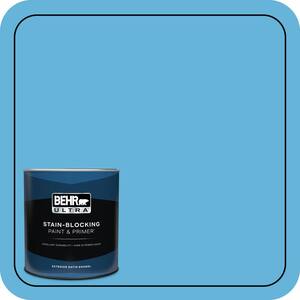 BEHR PREMIUM PLUS 8 oz. #540B-5 Riviera Blue Flat Interior/Exterior ...