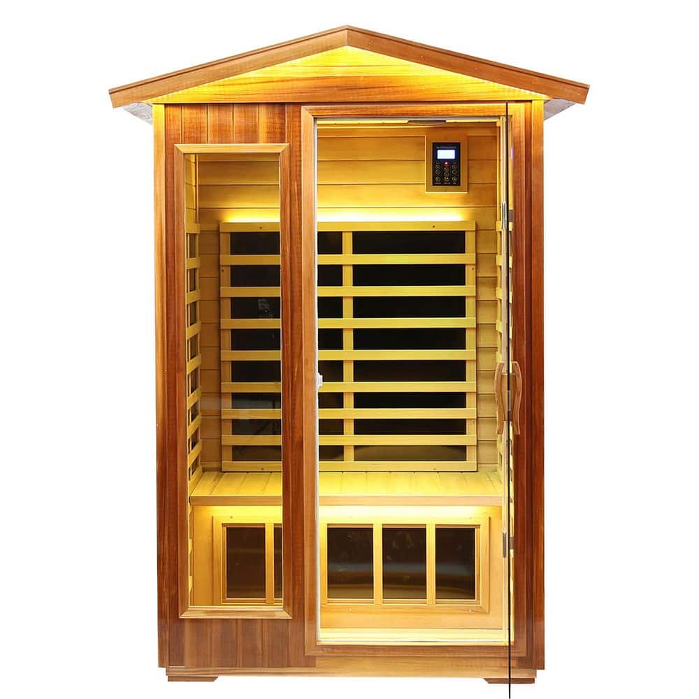 LIVACA 2-Person Far Infrared Outdoor Sauna with 5 Carbon Heaters ...