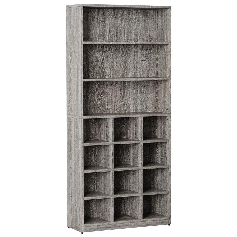 BYBLIGHT Lauren Gray Shoe Storage Cabinet with Side Hooks, 24-Pair ...