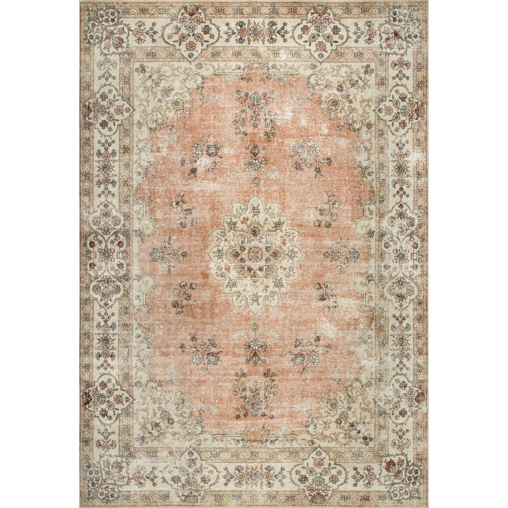 Reviews for nuLOOM Ren Machine Washable Vintage Floral Peach 9 ft. x 12 ...