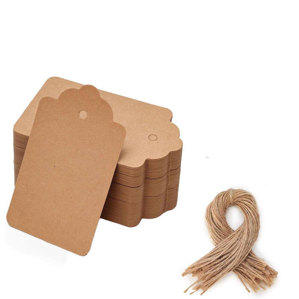 100pcs Gift Tags with String Attached 2.8 x 1.7 in. Durable Kraft Paper ...
