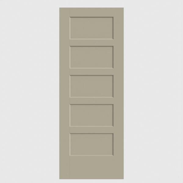 Masonite 24 in. x 80 in. 5-Panel Bayshore Single Bore Solid Core Smoked ...