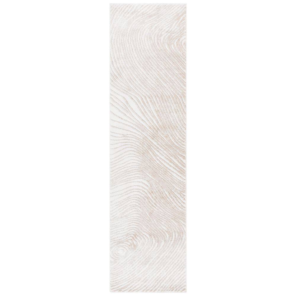 SAFAVIEH Opal 2 ft. x 9 ft. Ivory/Beige Wavy Swirl Runner Rug OAL476A ...