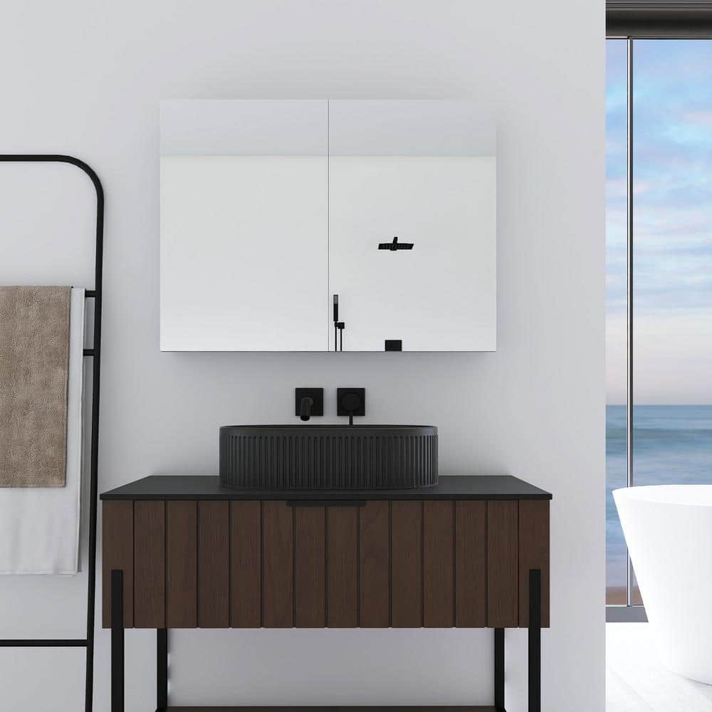 TCYO 32 in. W x 24 in. H Rectangular Aluminum Medicine Cabinet with ...