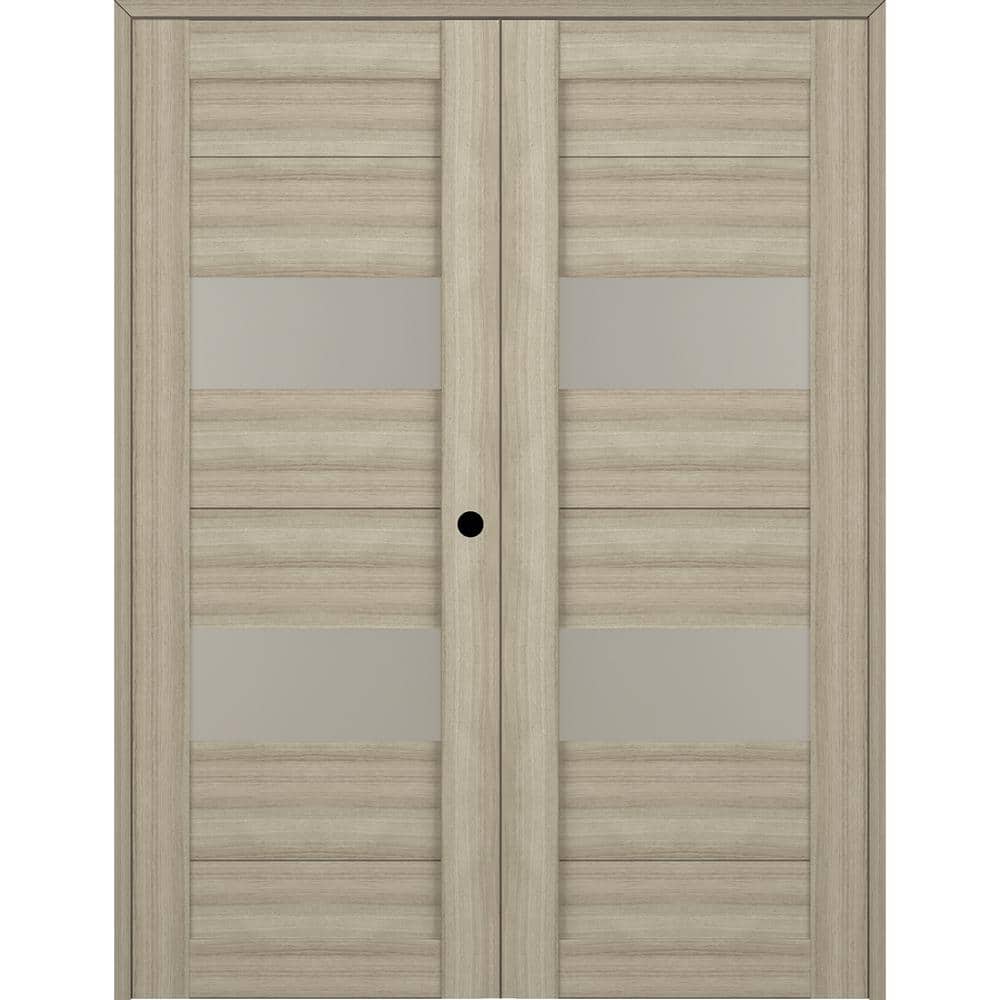 Belldinni Berta 64 in. x 80 in. Left Hand Active 2-Lite Frosted Glass ...