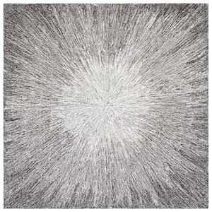 SAFAVIEH Micro-Loop Charcoal/Grey 5 ft. x 5 ft. Gradient Solid Color ...