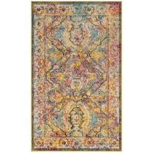 SAFAVIEH Crystal Light Blue/Orange 7 ft. x 7 ft. Square Border ...