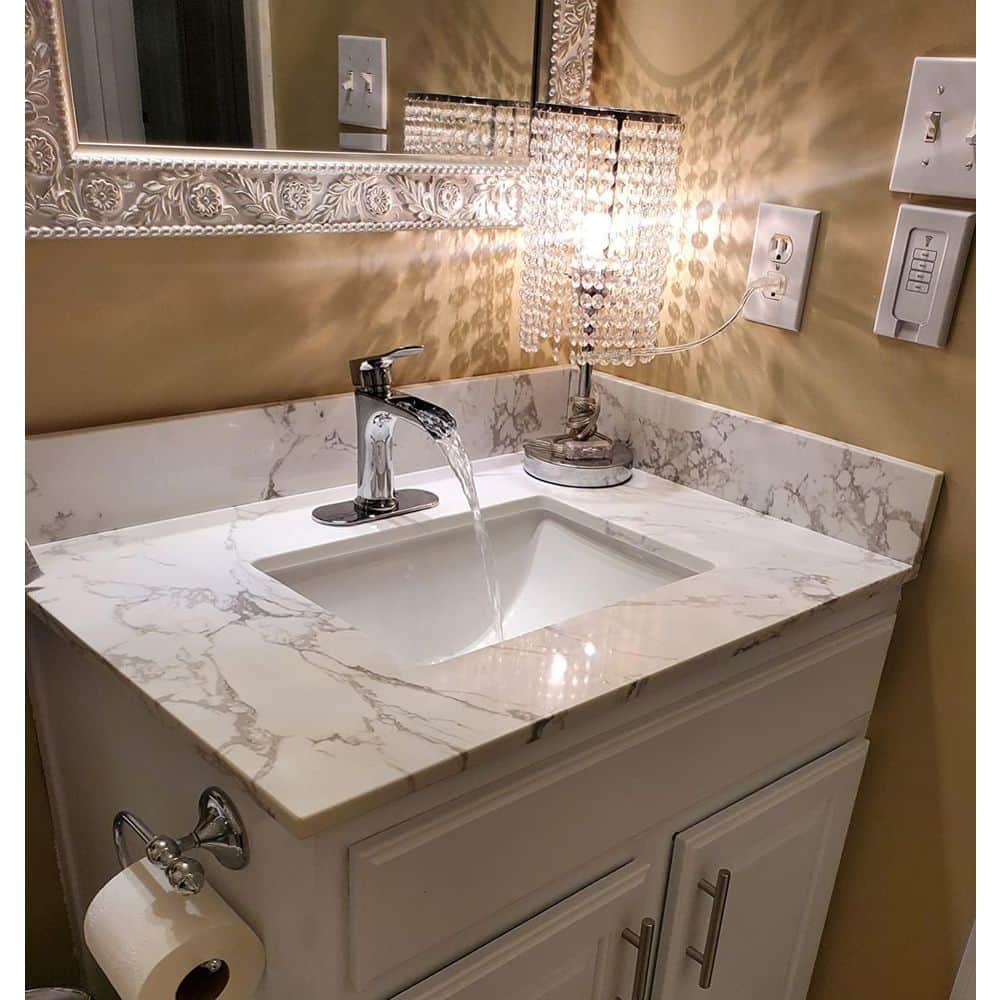 Getpro 21 in. W x 4 in. H Engineered Marble Vanity Sidesplash in Gray ...