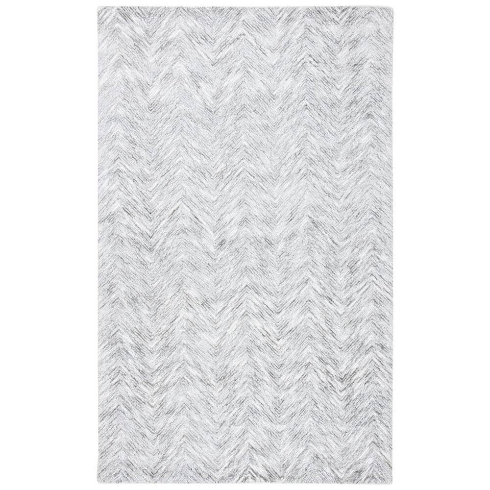 SAFAVIEH Soho Gray/Ivory 4 ft. x 6 ft. Solid Color Chevron Area Rug ...