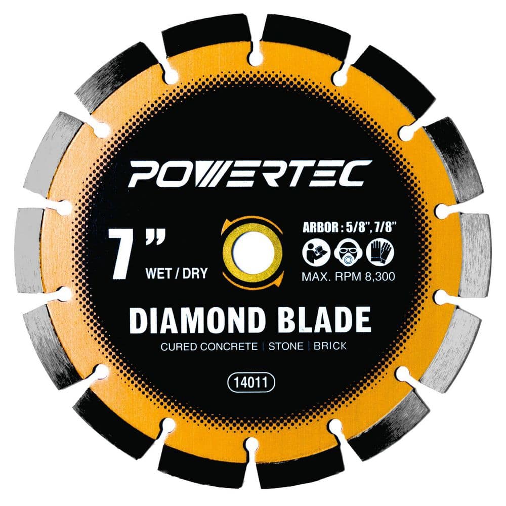 POWERTEC 7 in. Laser-Welded Segmented Rim Diamond Blade for Wet Dry ...