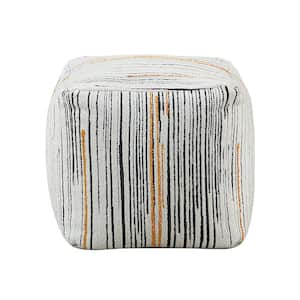 Lazzara Leo Multi Color Chenille Fabric Square Pouf P31003 - The Home Depot