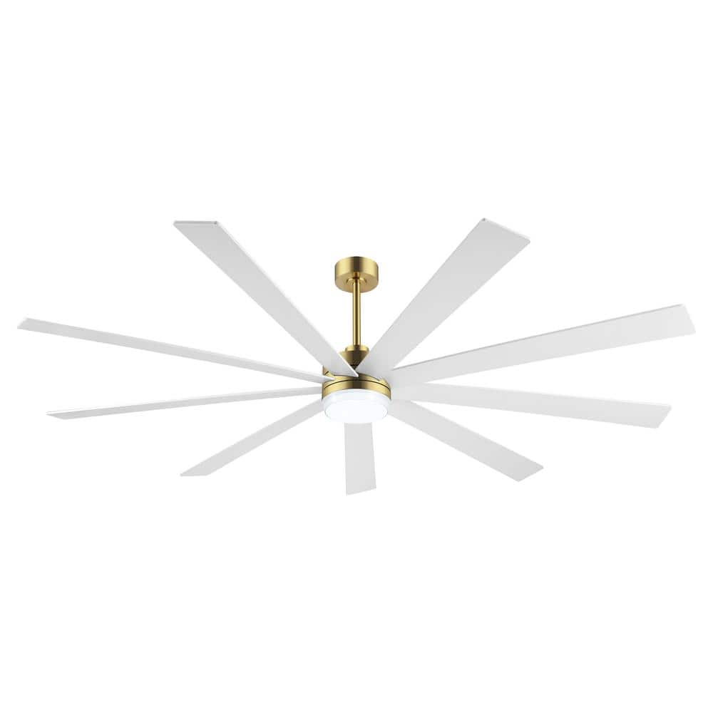 MLiAN 72 in. 9 Blades LED Indoor White and Gold Ceiling Fan with Remote ...