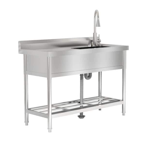 Freestanding Laundry/Utility Sink, Stainless Steel Single Bowl with ...