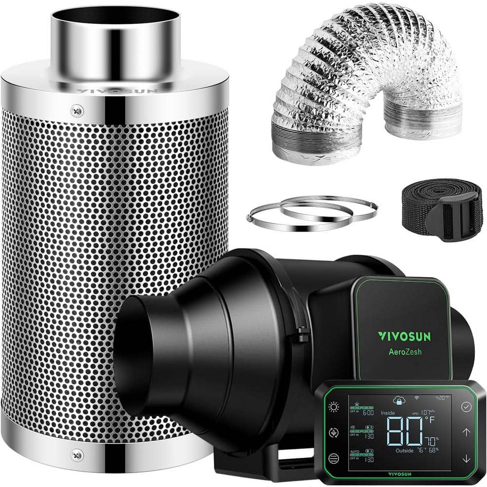 VIVOSUN AeroZesh S4 4 in. Inline Duct Fan with GrowHub E42A Controller ...
