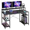 Bestier 55.12 in. Black Carton Fiber Computer Desk with Monitor Stand ...