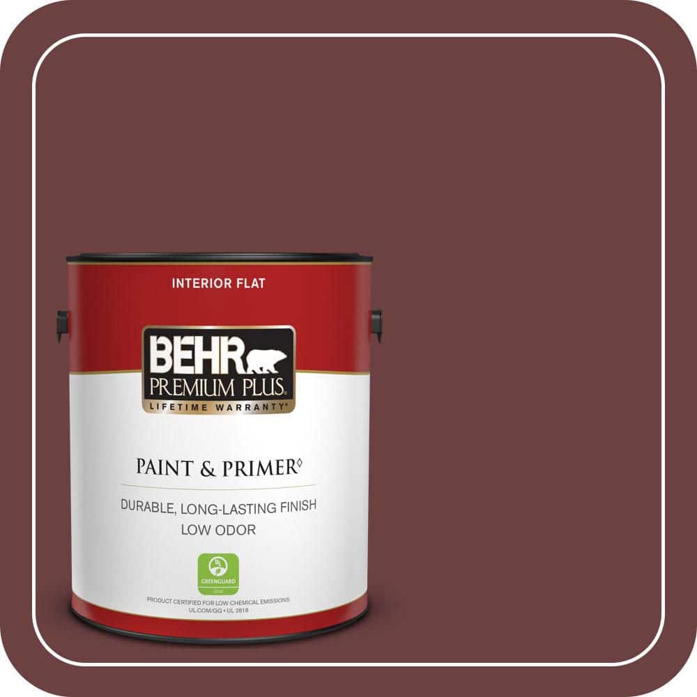 BEHR PREMIUM PLUS 1 gal. #BIC-50 Deep Claret Flat Low Odor Interior ...