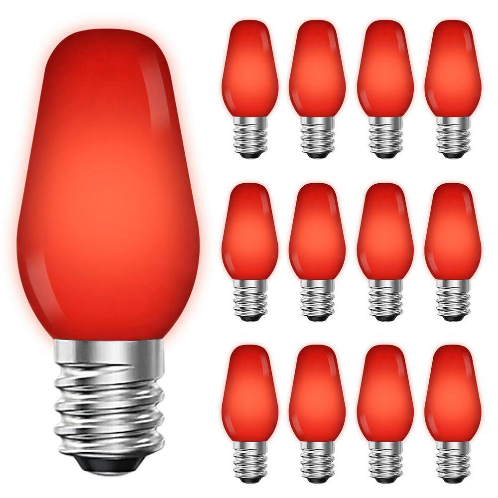 LUXRITE 0.5-Watt C7 LED Red Replacement String Light Bulb Shatterproof ...