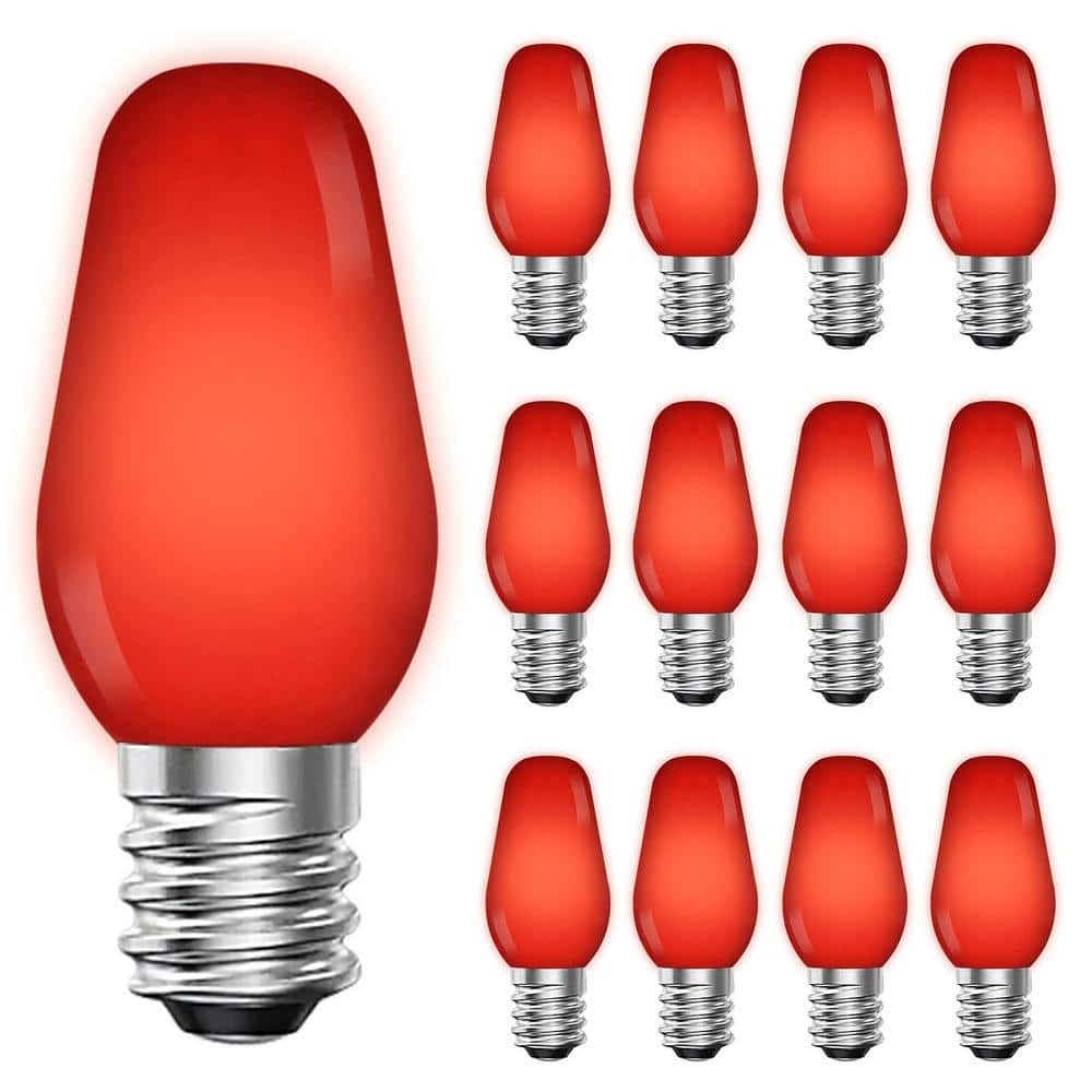 LUXRITE 0.5-Watt C7 LED Red Replacement String Light Bulb Shatterproof ...