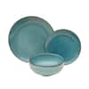 222 Fifth 12-Piece Casual Aqua Porcelain Dinnerware Set (Service for 4 ...