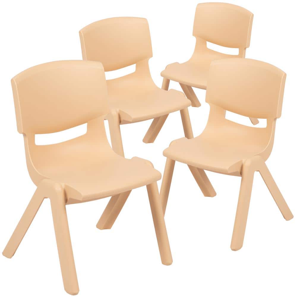 Carnegy Avenue 4-Pack Natural Plastic Stackable School Chair with 10.5 ...