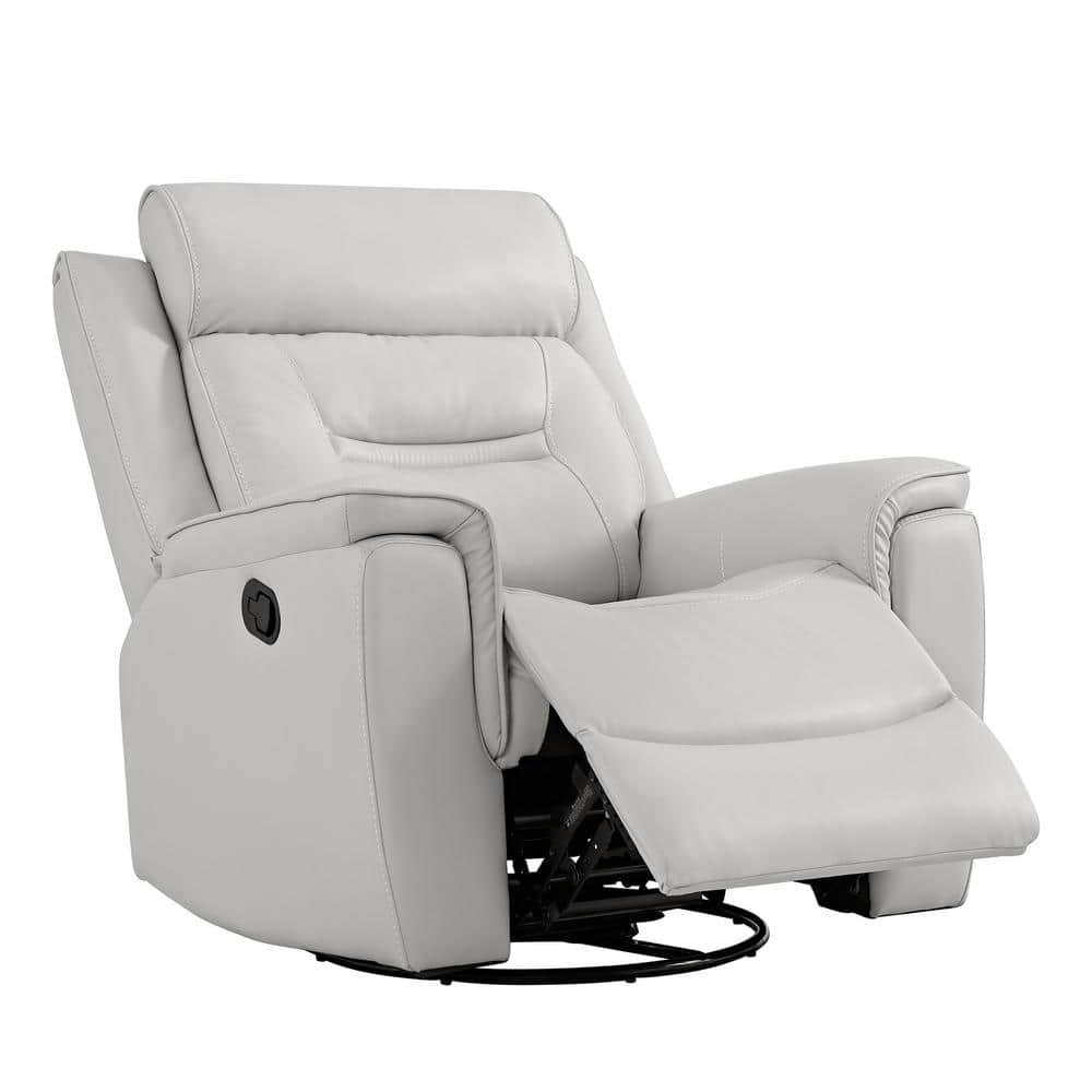 Spruce & Spring Barnabas Ivory Leather Swivel Rocker Manual Recliner ...