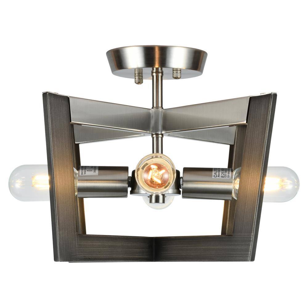 Maxax Springfield 4-Light Nickel/Wood Grain Sputnik Semi-Flush Mount ...