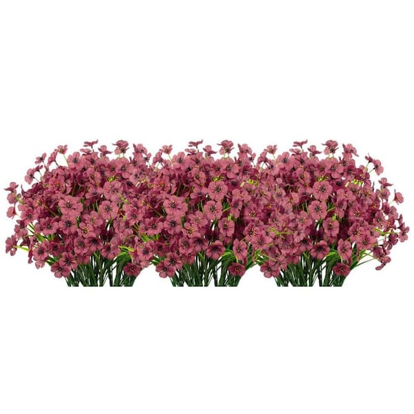 14 in. Wine Red 21 bunches of Artificial orchid outdoor UV-resistant ...