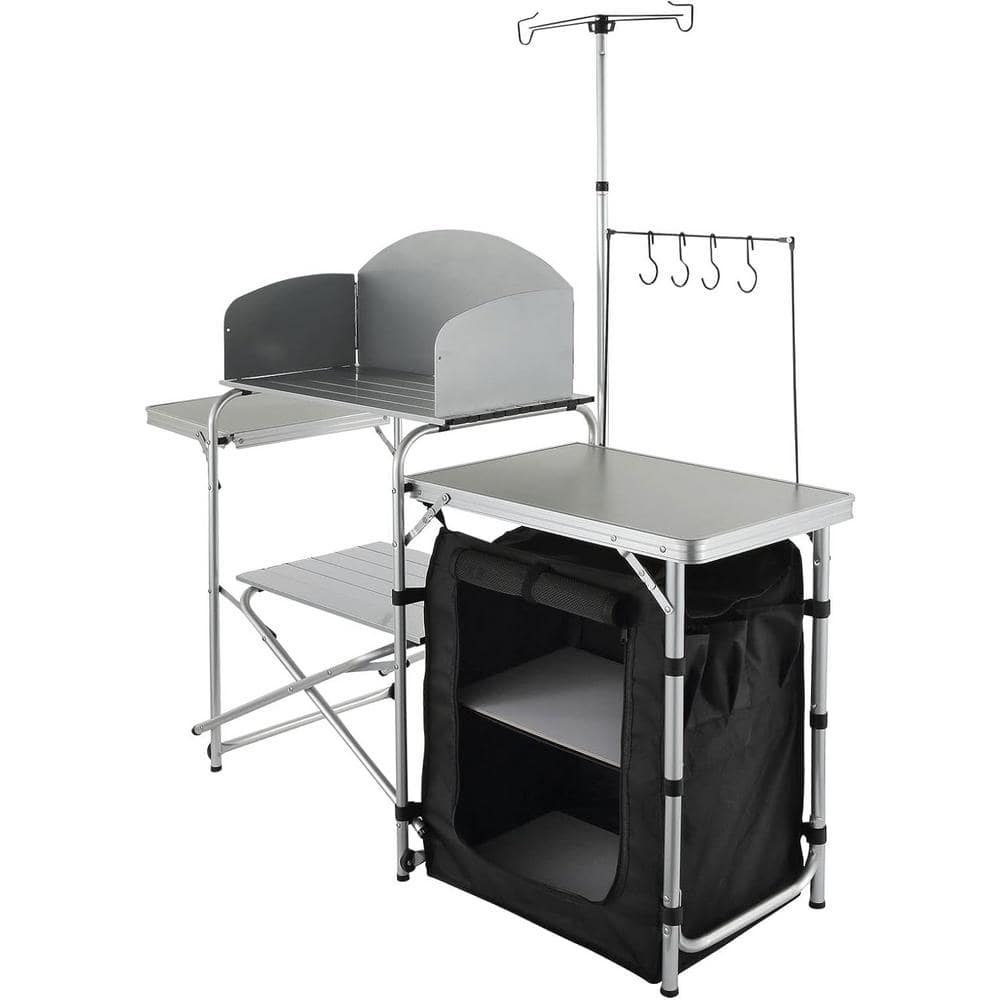 AOPSPS Camping Kitchen Table, Folding Outdoor Cooking Table with ...