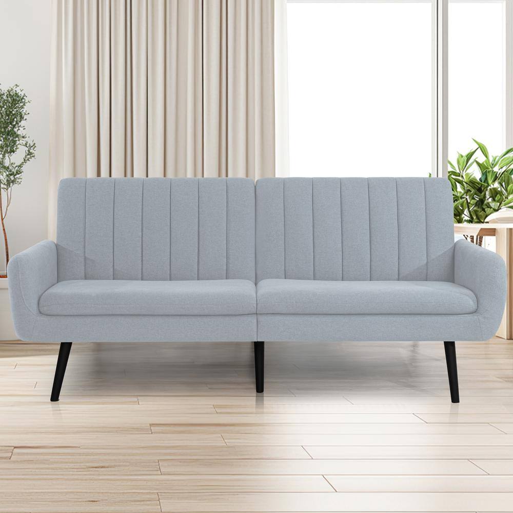 MAYKOOSH Light Gray Modern Futon Sofa Bed, Convertible Sofa Futon ...