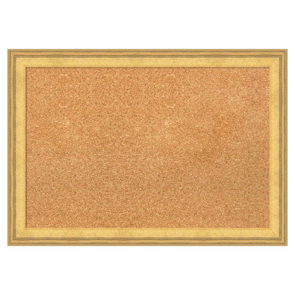 Amanti Art Owen Gold 27 in. x 19 in., Wood Framed Natural Cork Memo ...