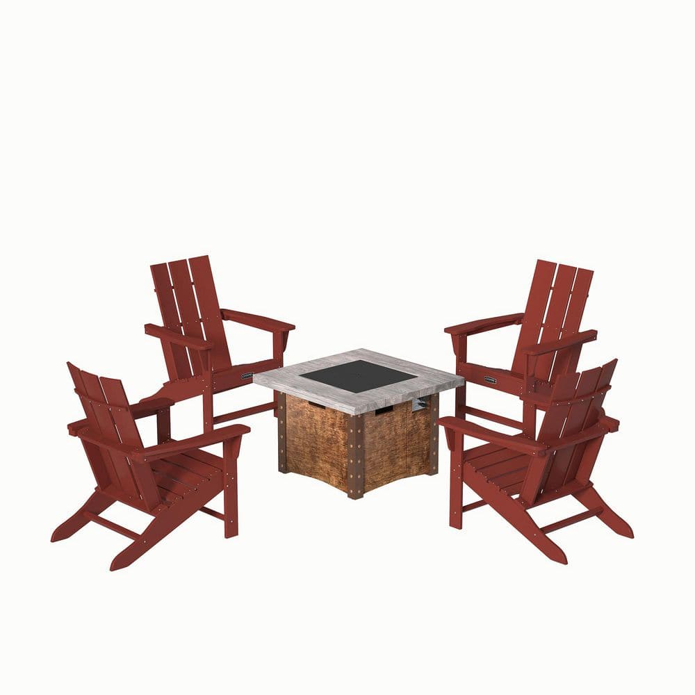 Boyel Living 5-Piece HDPE Adirondack Chair Patio Conversation Seating ...