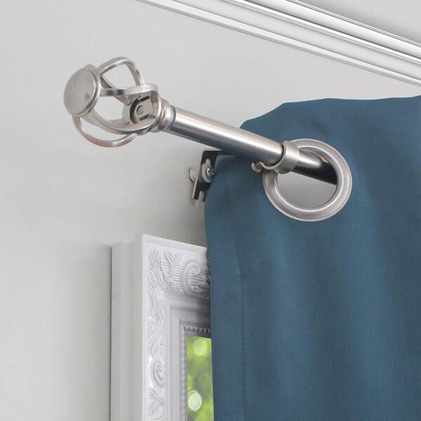 StyleWell 28 in.-48 in. Single Curtain Rod Kit in Brushed Nickel with ...