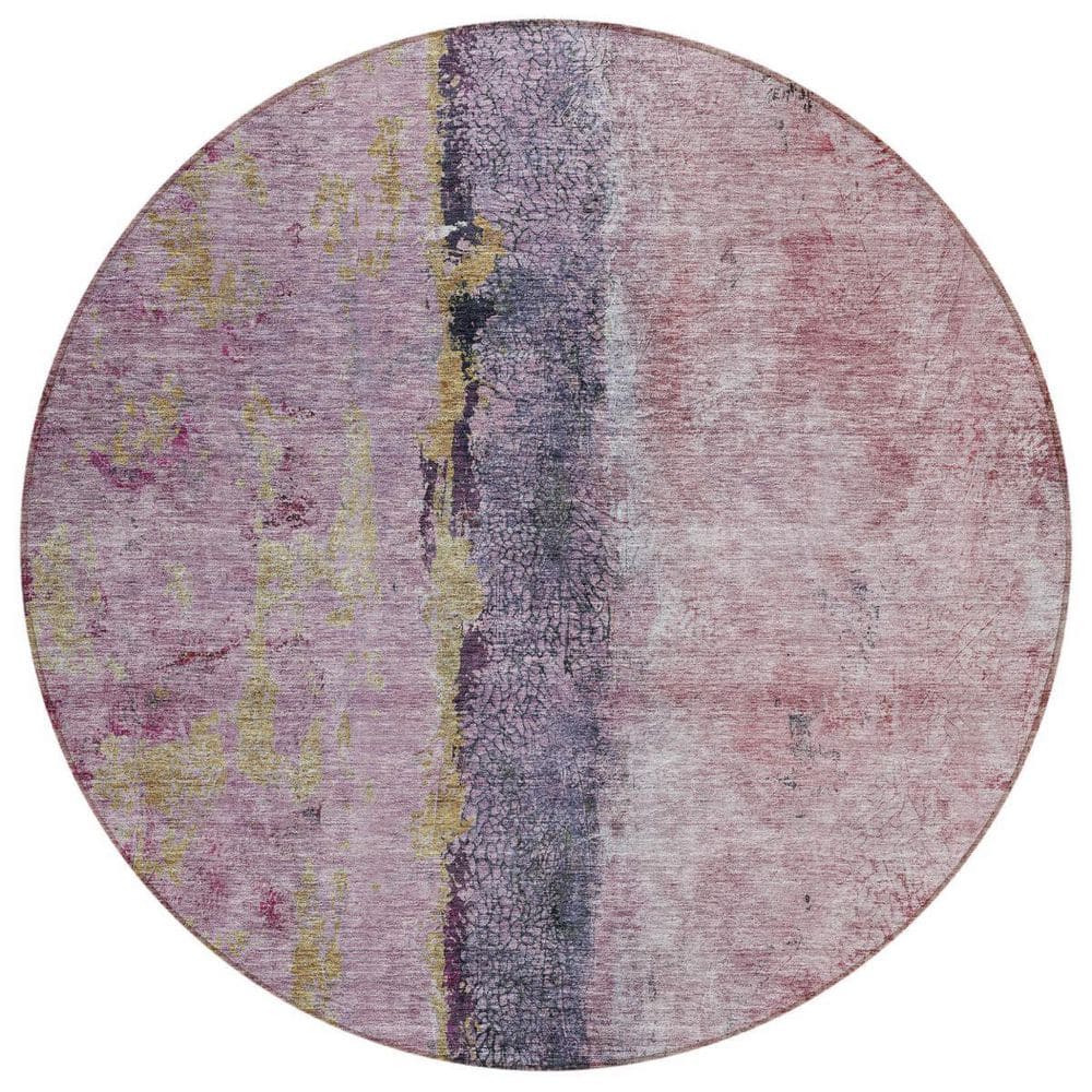 HomeRoots Blush, Pink, Purple 8 ft. Round Woven Abstract Polyester ...