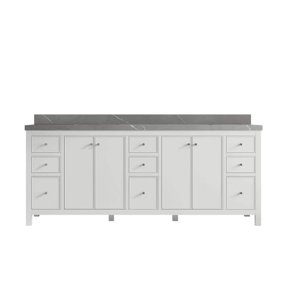 Willow Collections Chicago 84 in. Double Sink Freestanding White Bath ...