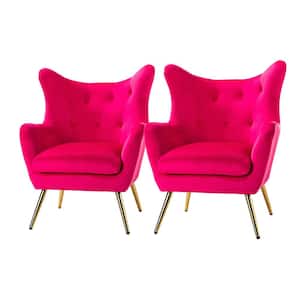 JAYDEN CREATION Jacob Golden Leg Navy Wingback Chair with Tufted Back ...