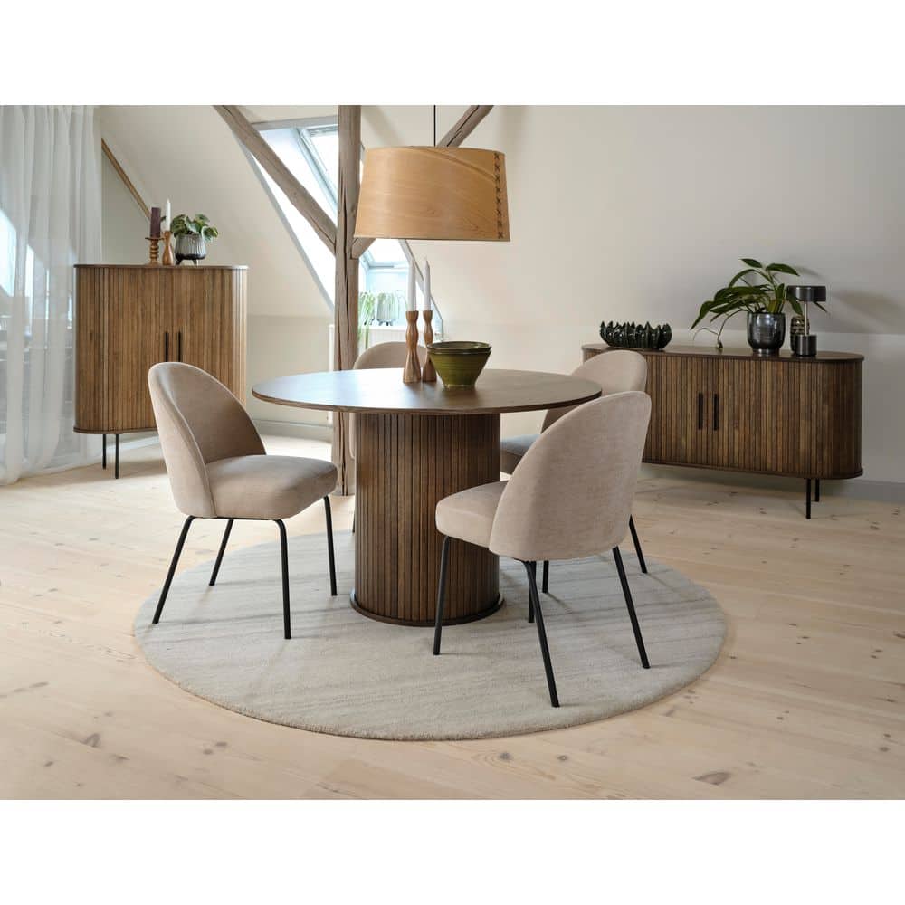 Nyhus Nebula Round Smoked Oak Wood 47 in. Pedestal Dining Table Seats 4 ...