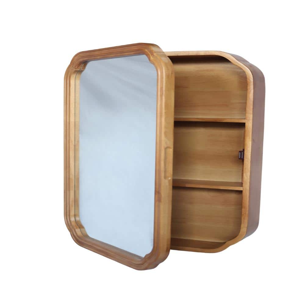 COWLOWN 19.69 in. W x 29.72 in. H Brown Irregular Wood Medicine Cabinet ...