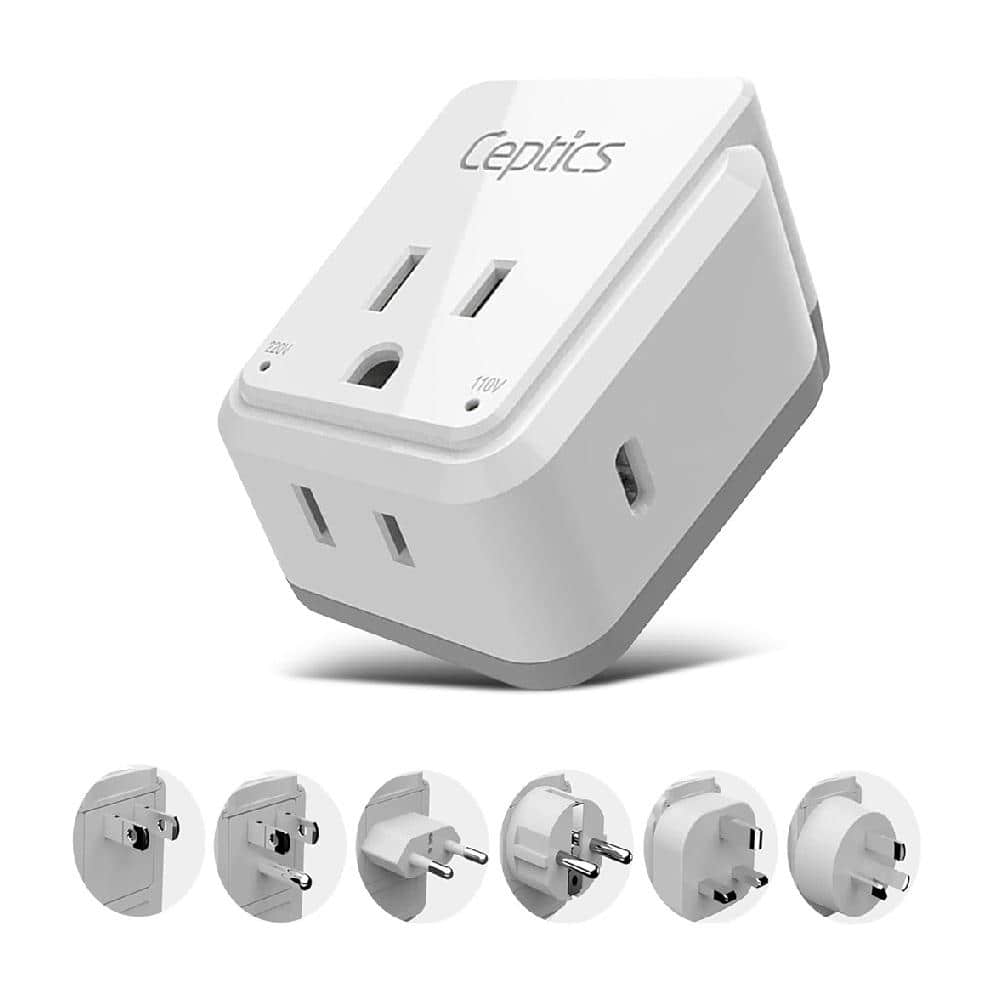Lukyamzn 2-Outlet Surge Protector Travel Plug Adapter with 30W USB-C PD ...
