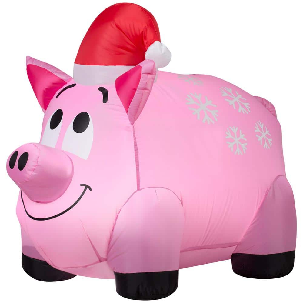 Gemmy 3.5 ft. W x 3 ft. H Inflatable Snowflakes Pig G-35712 - The Home ...