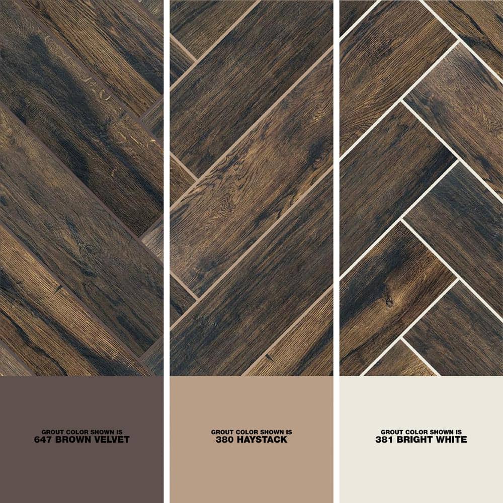 Hickory Porcelain Floor and Wall Tile - Smoked Finish - 13.6 sq. ft ...