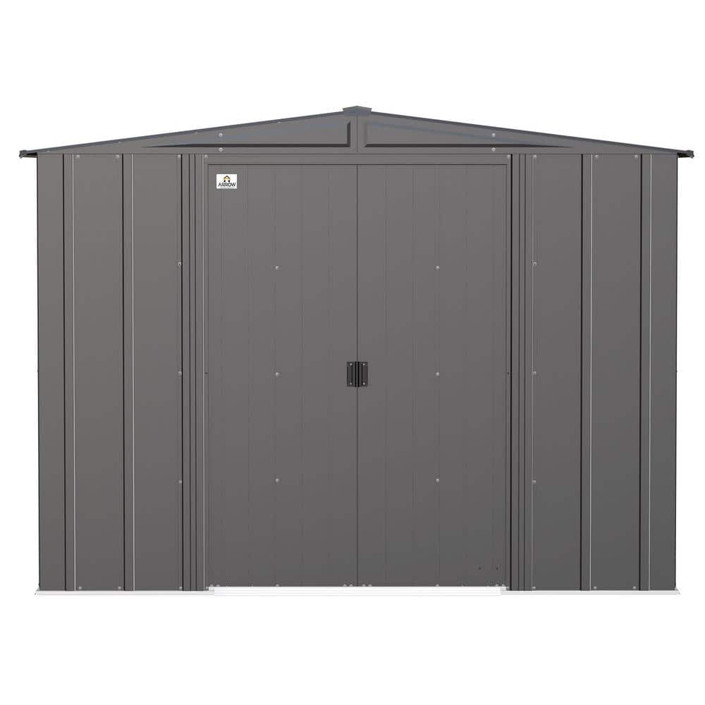 Arrow 8 ft. x 7 ft. Grey Metal Storage Shed With Gable Style Roof 51 Sq ...