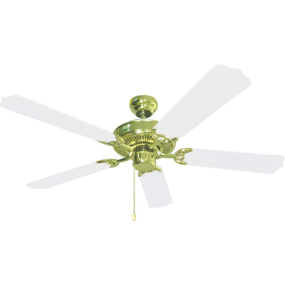 Polished Brass Ceiling Fan With White Blades | Shelly Lighting