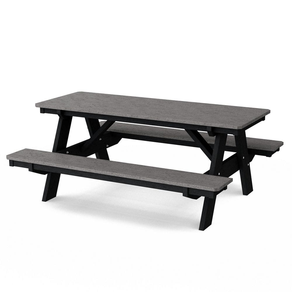 Wildridge Heritage 72 in. Dark Gray and Black Rectangle HDPE Plastic ...