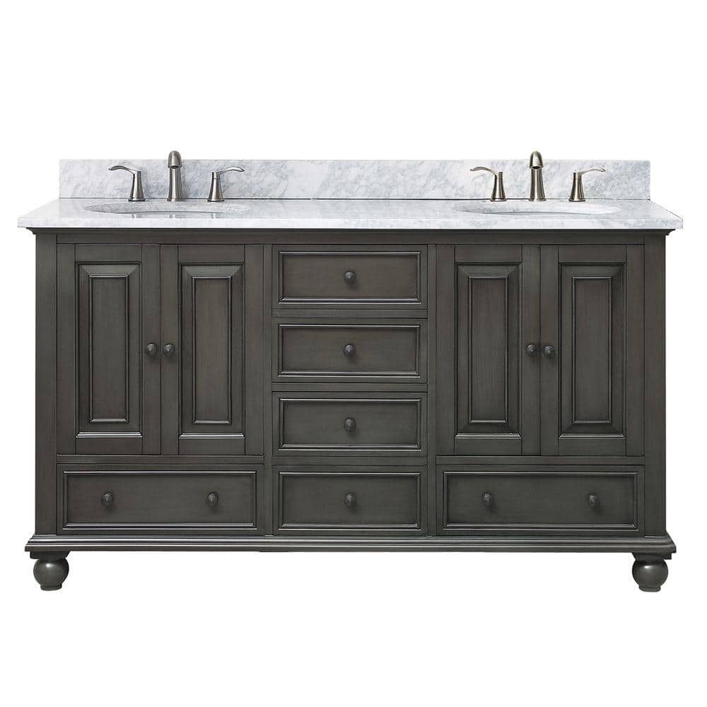 Avanity Thompson 61 in. Double Sink Charcoal Glaze Bath Vanity with ...
