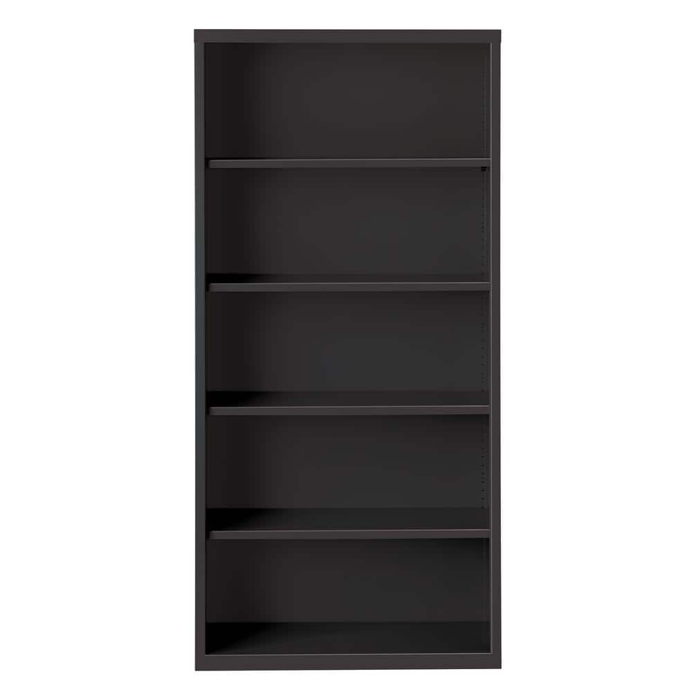 Hirsh 72 in. Tall Black Metal 5-Shelf Standard Bookcase with Adjustable ...
