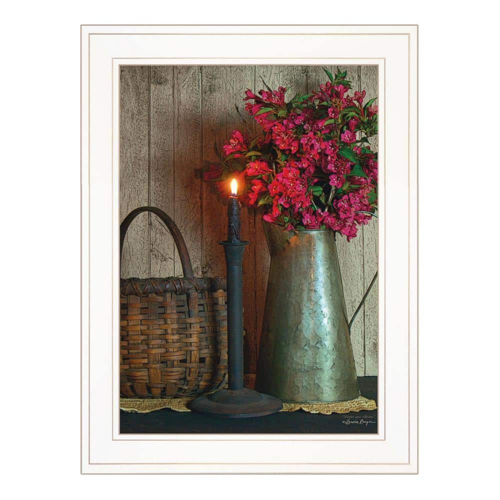 HomeRoots Charlie Basket and Blossoms 1-Piece Framed Wall Art 19 in. x ...